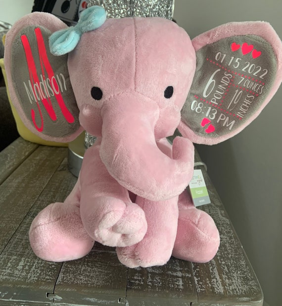 Personalized Birth Statistics Elephant Baby Shower Gift - Etsy