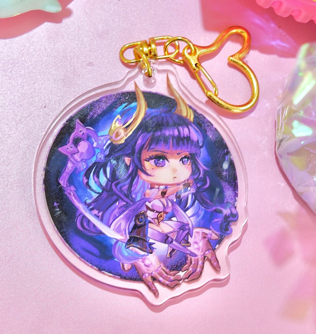 Raiden Shogun Acrylic Charm, Kawaii Keychain, Purple, Genshin Charm, Genshin Impact, Genshin ...