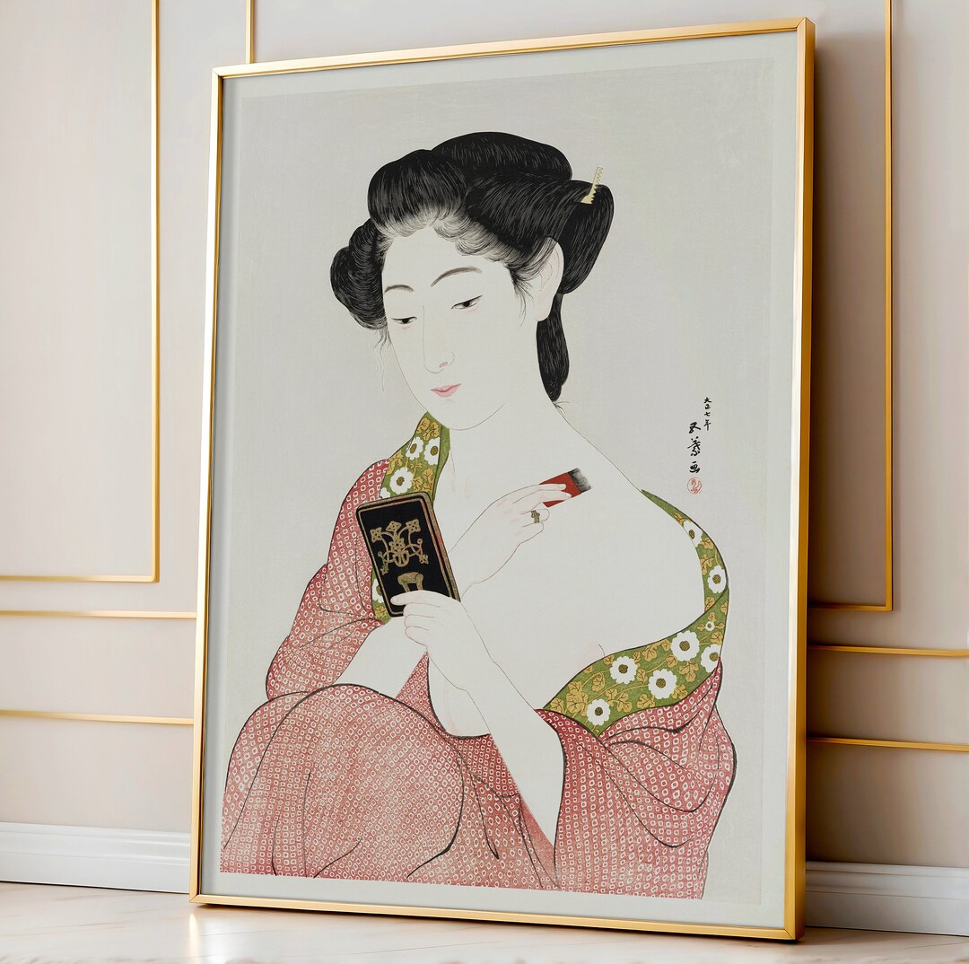 Hashiguchi Goyo Japanese Poster Woman Applying Powder 1918 Traditional ...