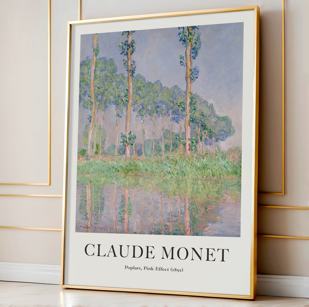 Monet Digital Print, Poplars, Pink Effect , Claude Monet Wall Art ...