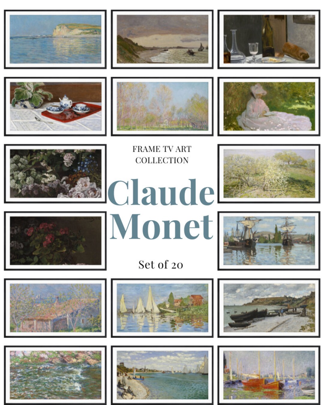 Set of 20 Samsung Frame TV Art Claude Monet Inspired Digital Collection Vintage & Famous ...
