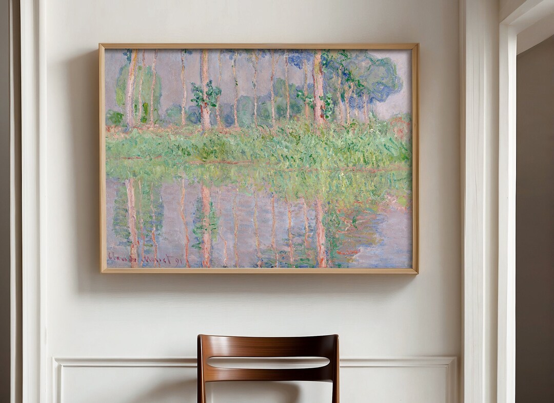 Monet Digital Print, Poplars, Pink Effect , Claude Monet Wall Art ...