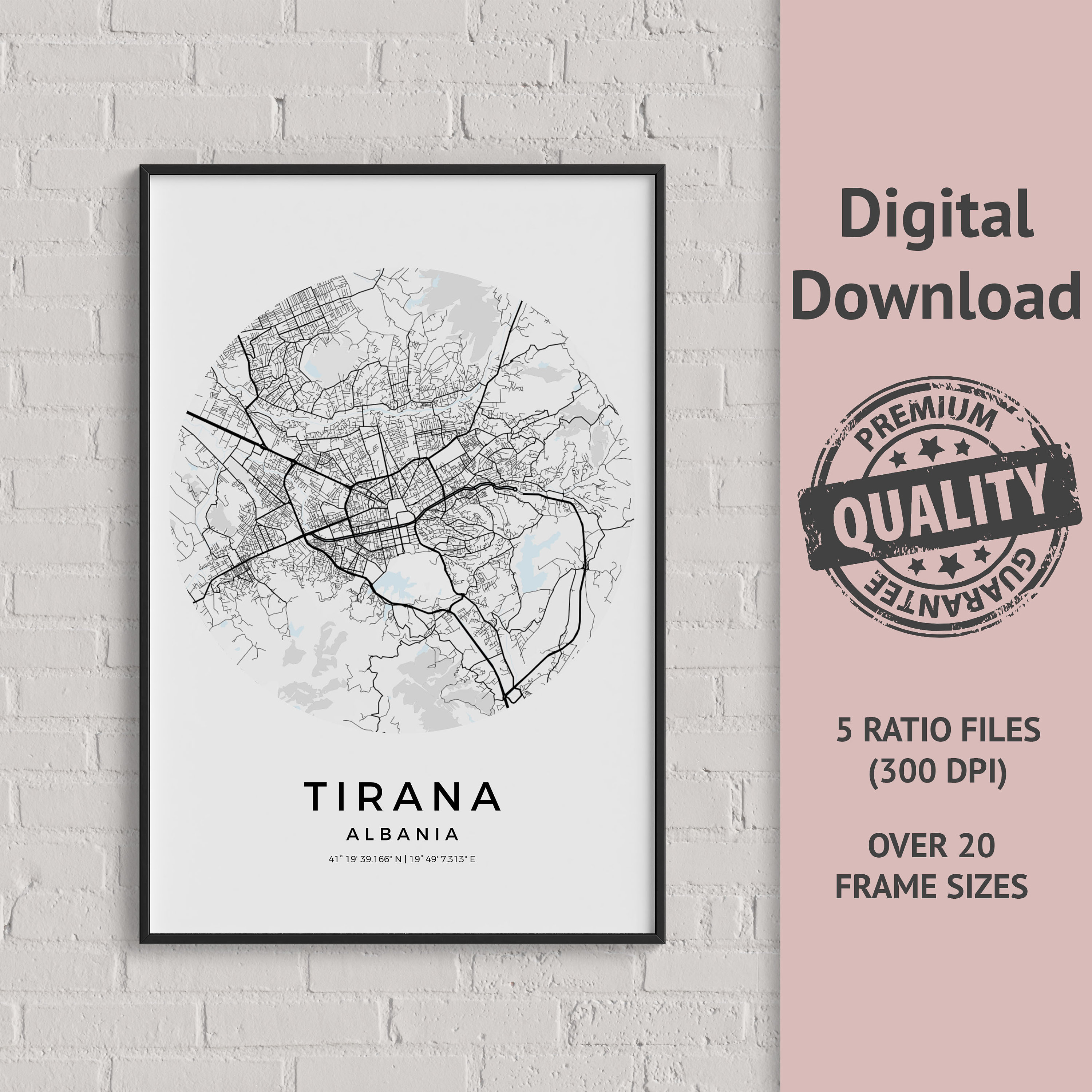 Tirana Map, Tirana City Map, Tirana Map Print, Tirana Print, Tirana ...