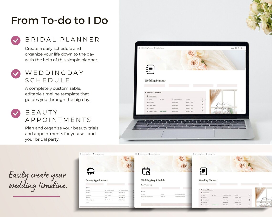 Notion Wedding Planner Template, Notion Event Planner, Aesthetic Notion ...