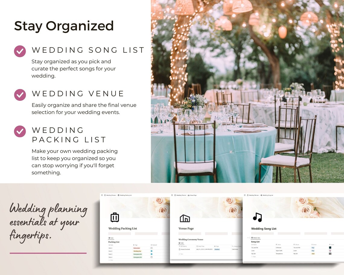 Notion Wedding Planner Template, Notion Event Planner, Aesthetic Notion ...