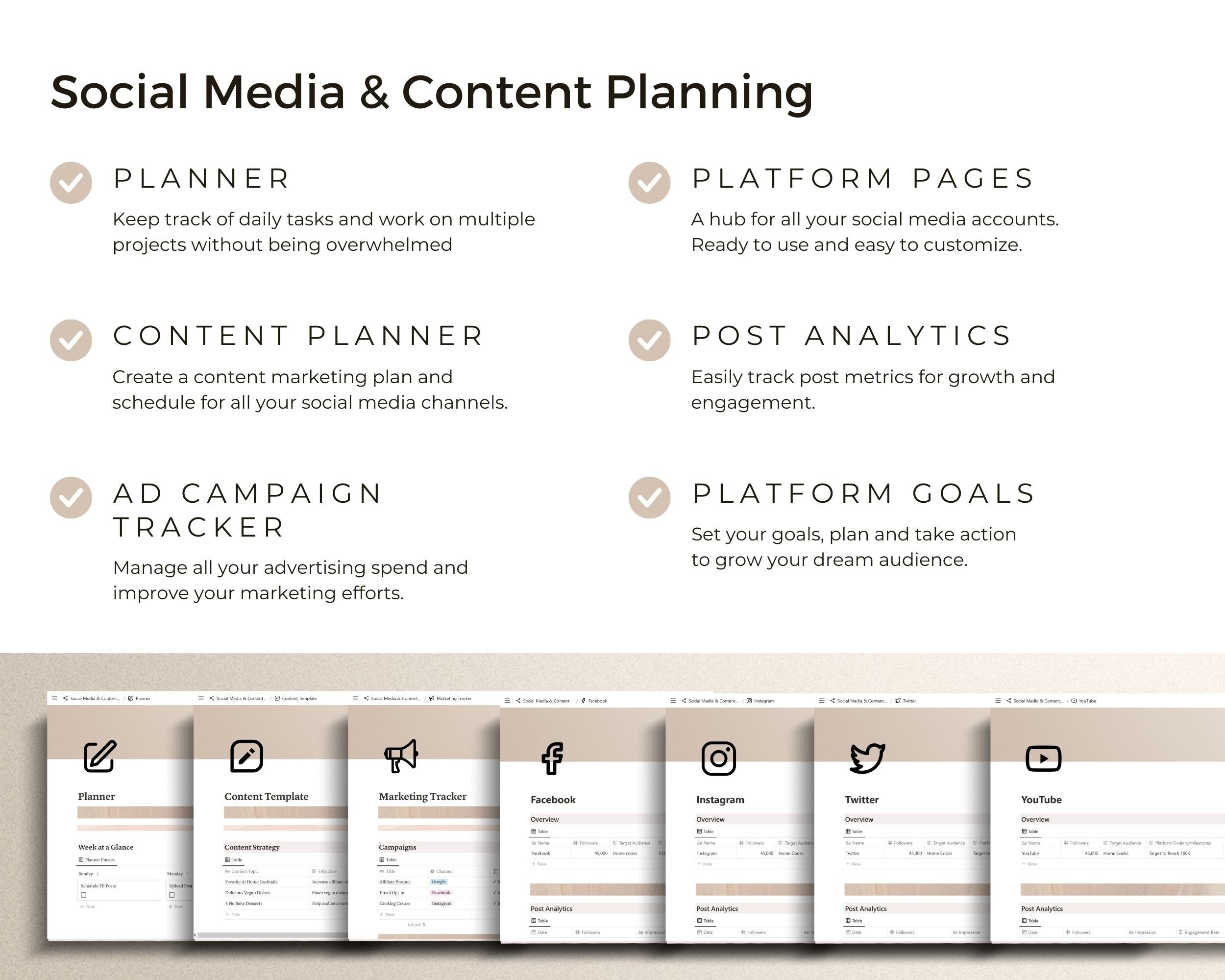 Notion Template Bundle Content Planner, Social Media Marketing and ...
