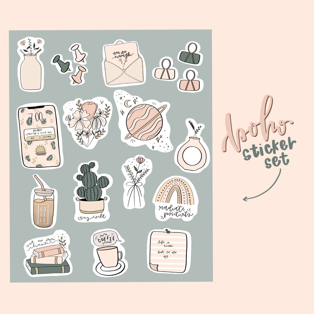 Boho Style Sticker Set - Etsy