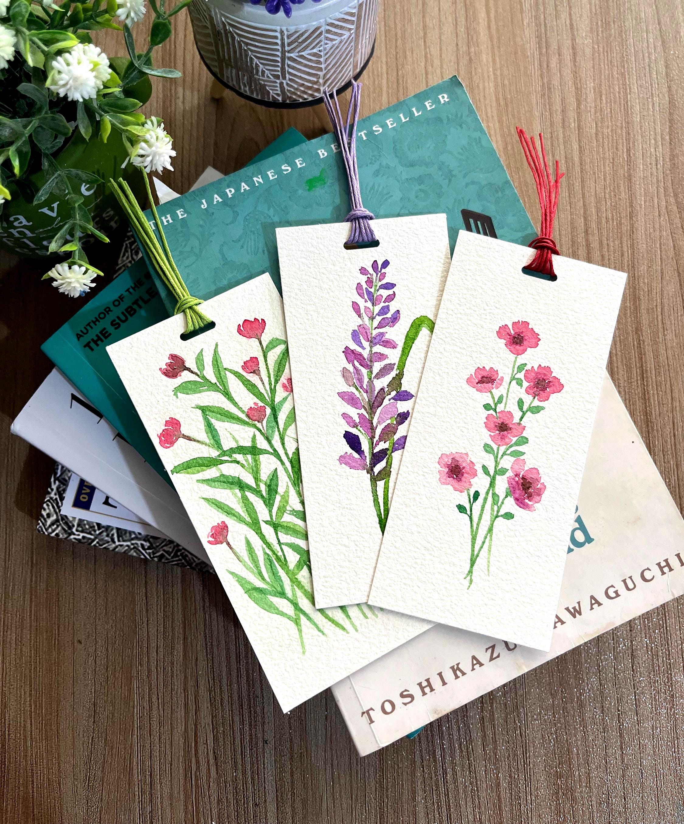 Hand Painted Book Marks Floral Design Bookmarks 3 Pcs per Set Original ...