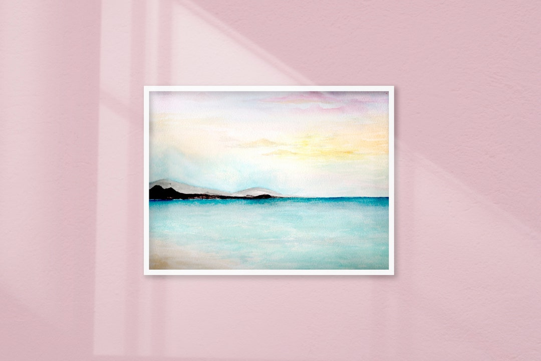 Watercolor Ocean Scene Original Painting, Nature Watercolor Prints, Sea ...