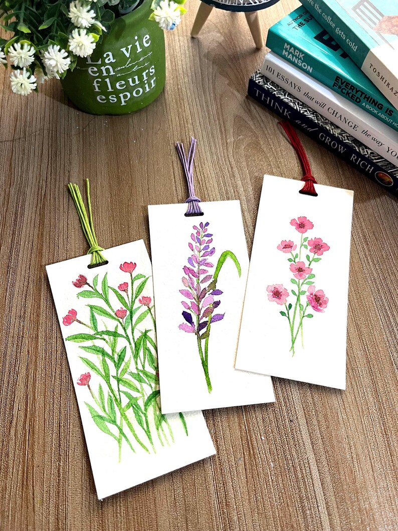 Hand Painted Book Marks Floral Design Bookmarks 3 Pcs per Set Original ...