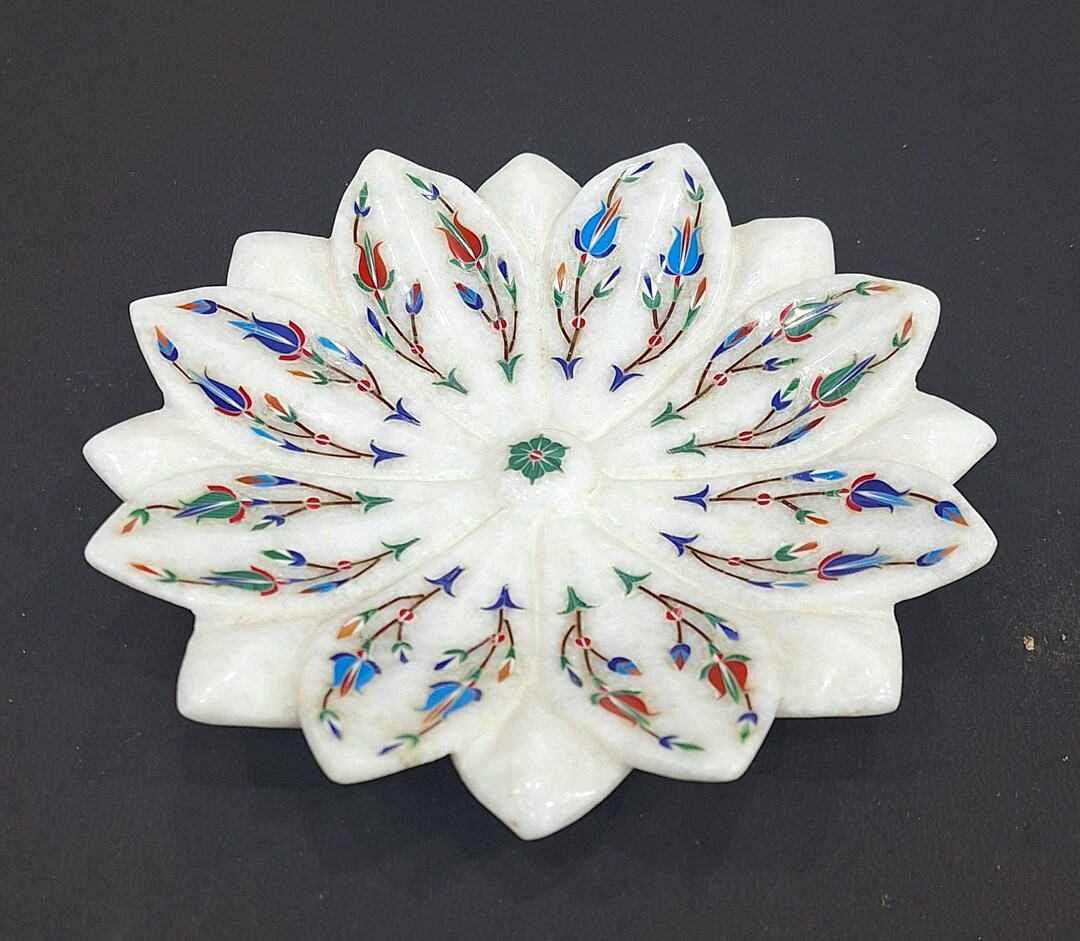 Marble Stone Inlay Petal, Fruit Bowl, Flower Floater Bowl, Lotus Bowl ...