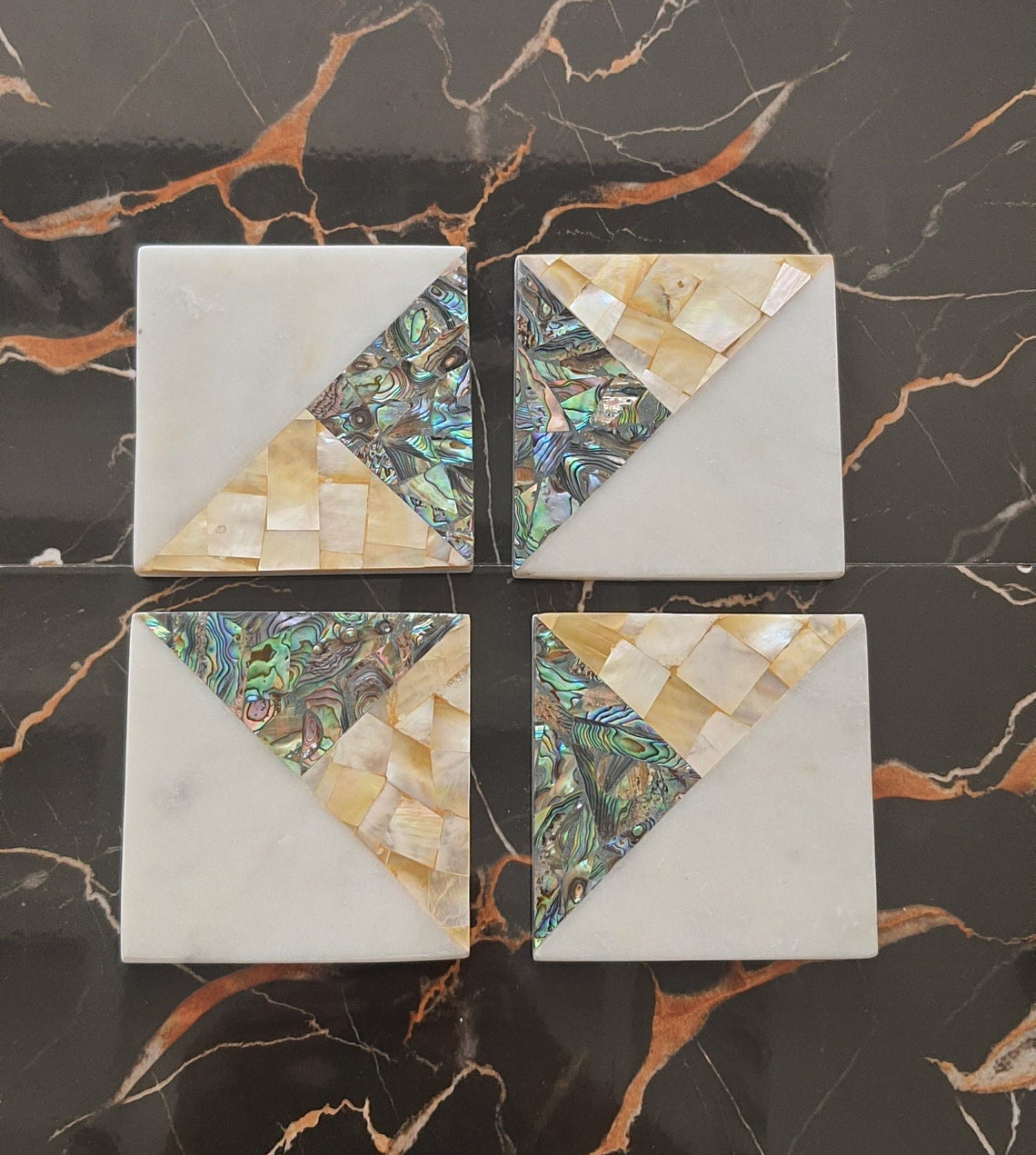 White Marble Coasters, Square Tiles, Square Natural Stone Coasters ...