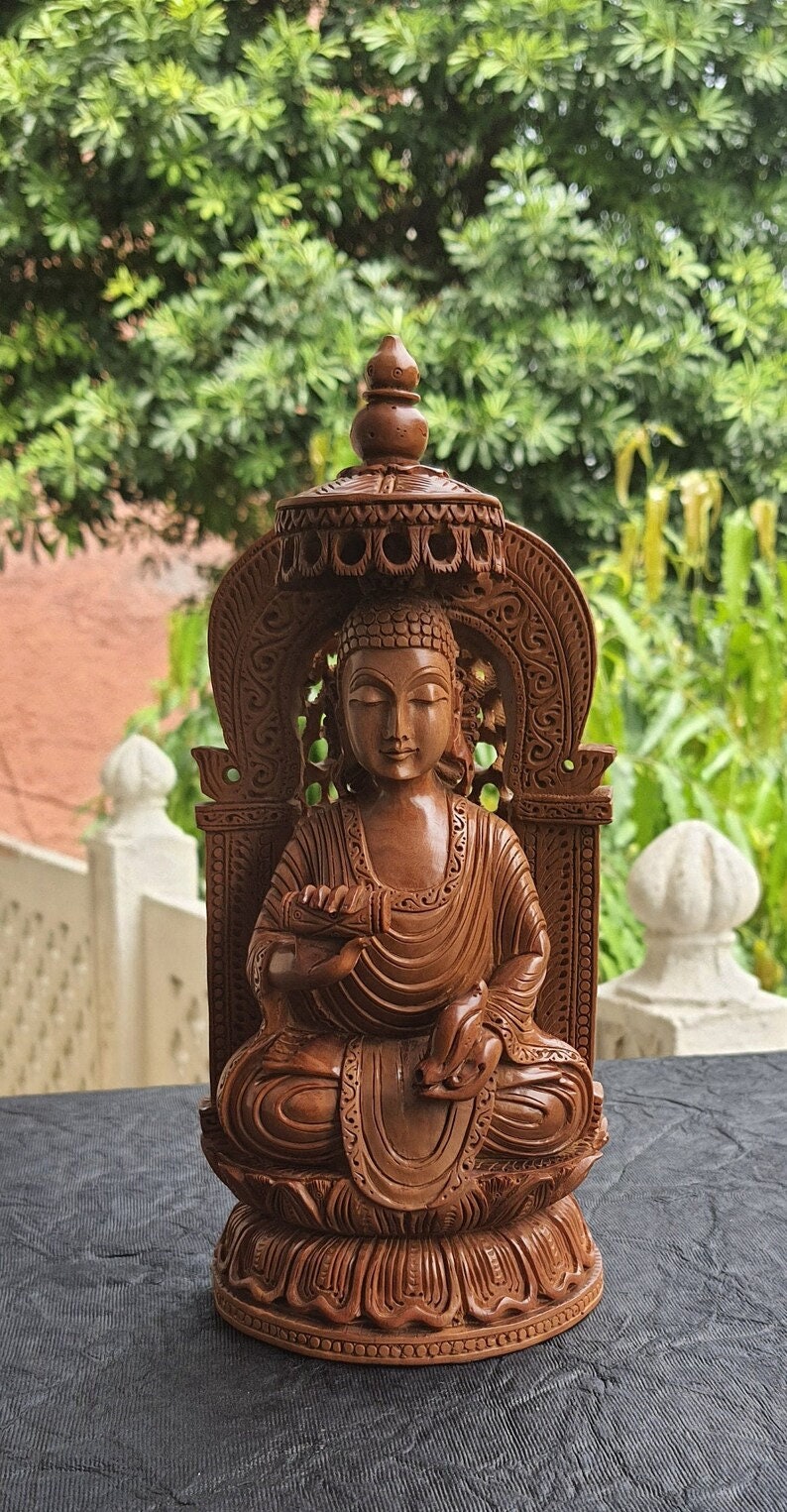 Authentic Sandalwood Buddha Statue Super Fine Carved Lord - Etsy