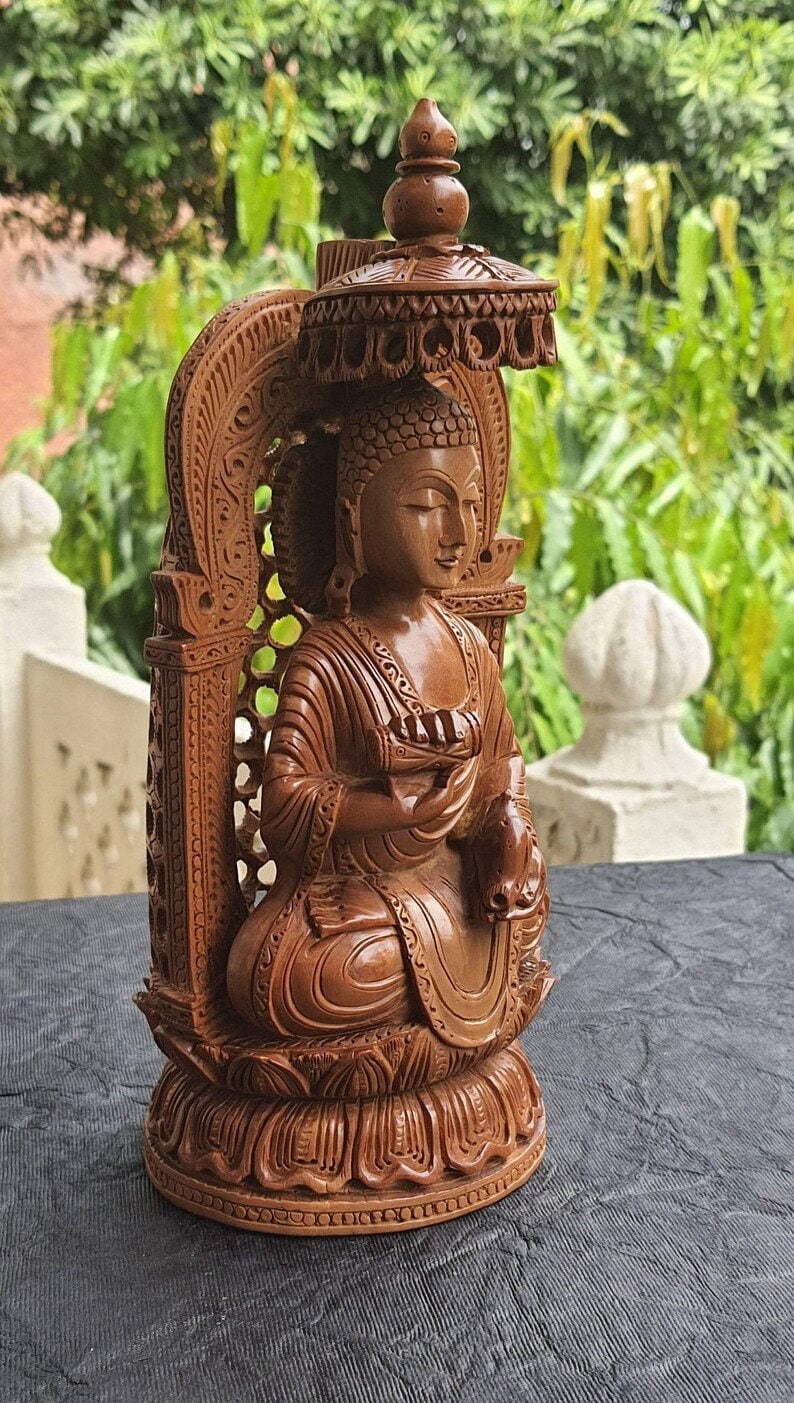 Authentic Sandalwood Buddha Statue Super Fine Carved Lord Buddha Statue ...