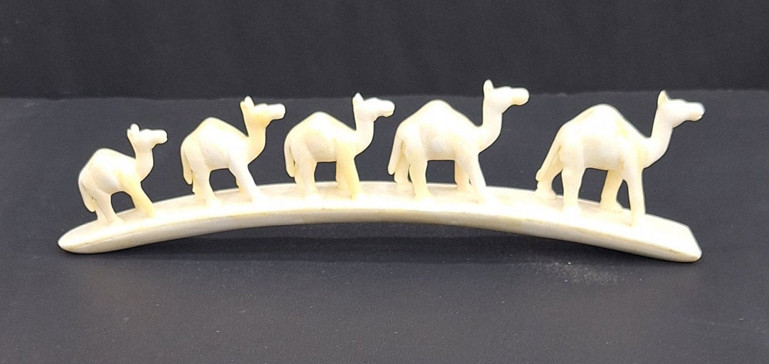 5 Camels on a Bridge /beautifully Handcarved/ Decor Item/ Bone Inlay ...
