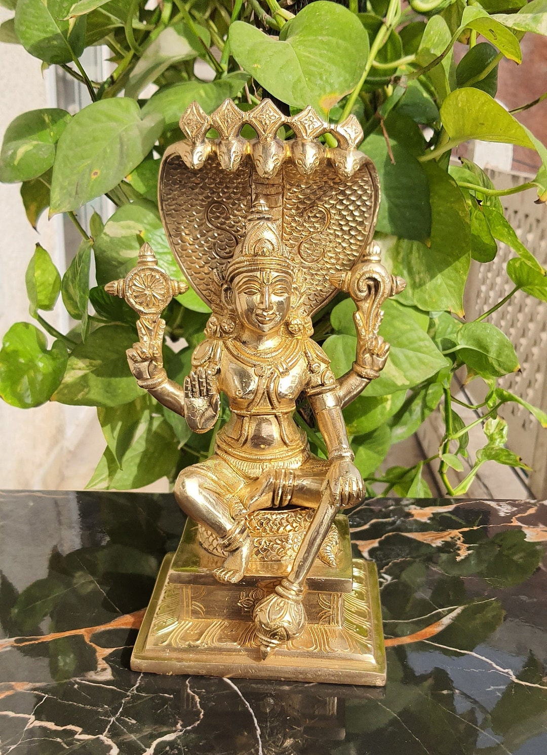 Lord Vishnu Statue 10 Inches, Brass Lord Vishnu Narayan Statue, Hindu ...