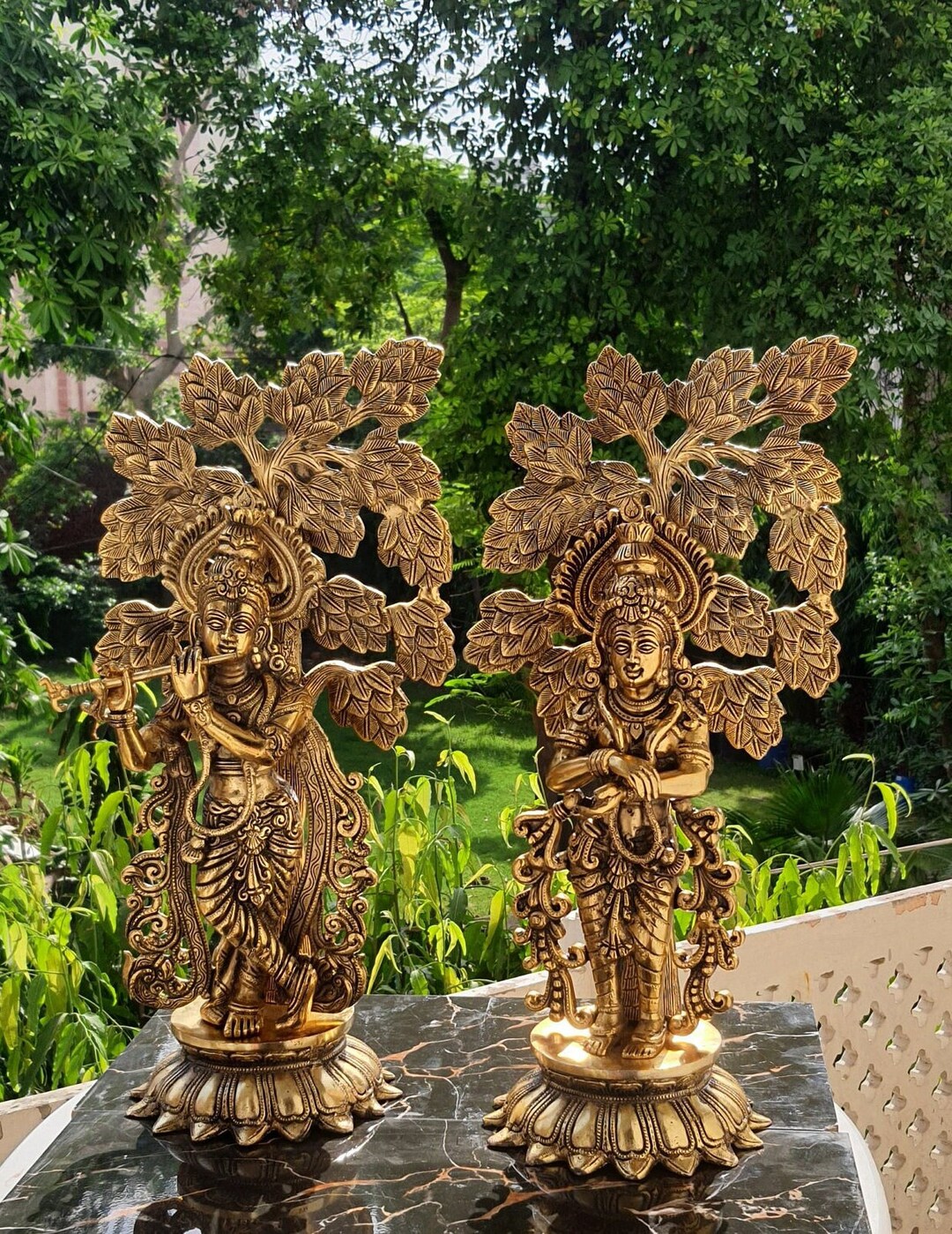 Big Trinetra Superfine Metal Radha Krishna Statue Under the Mango Tree ...