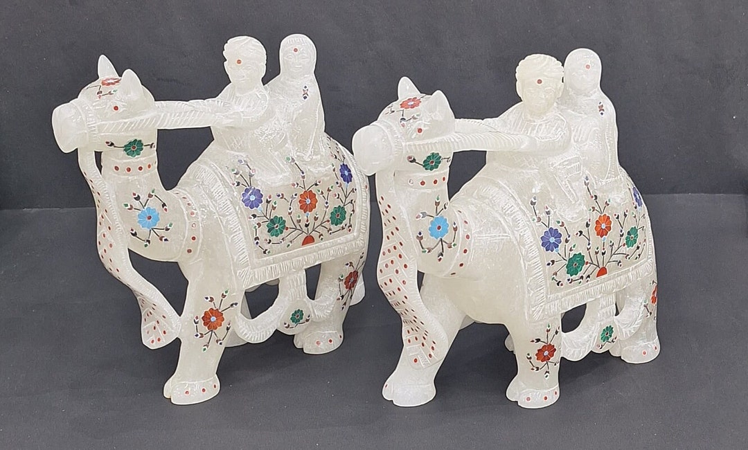 Decorative Camel Figurine Marble Inlay Stone Camel Statue Camel ...