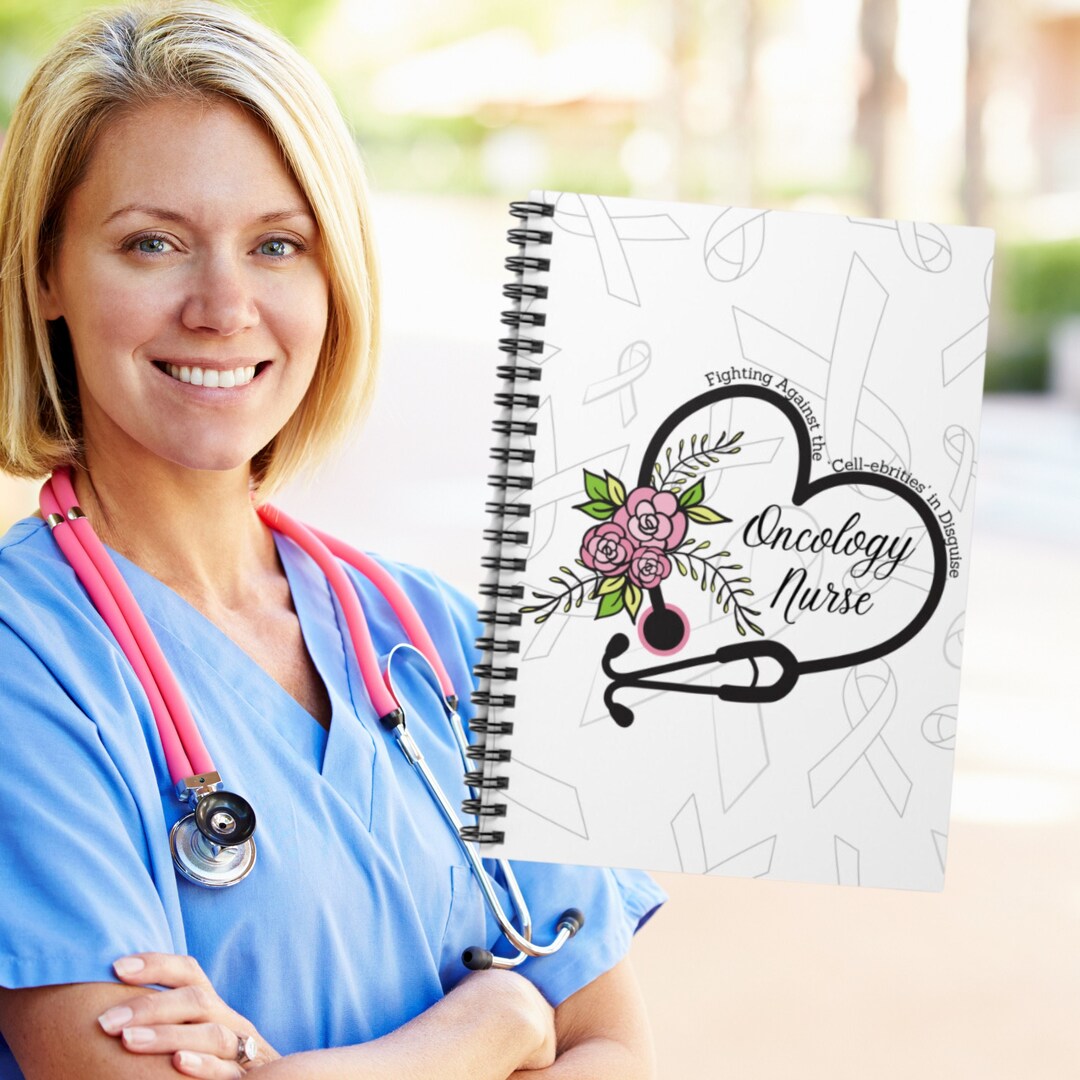 Oncology Nurse Notebook, Work Anniversary Gift, Cancer Ribbon Nurse ...