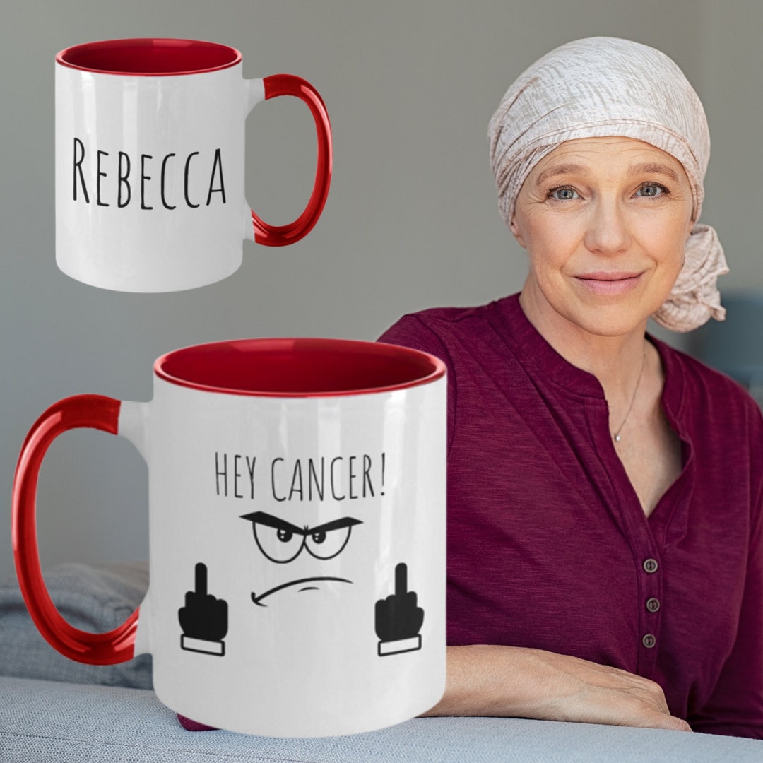 Personalized Hey Cancer Middle Finger Mug, Fuck You Cancer Coffee Mug ...