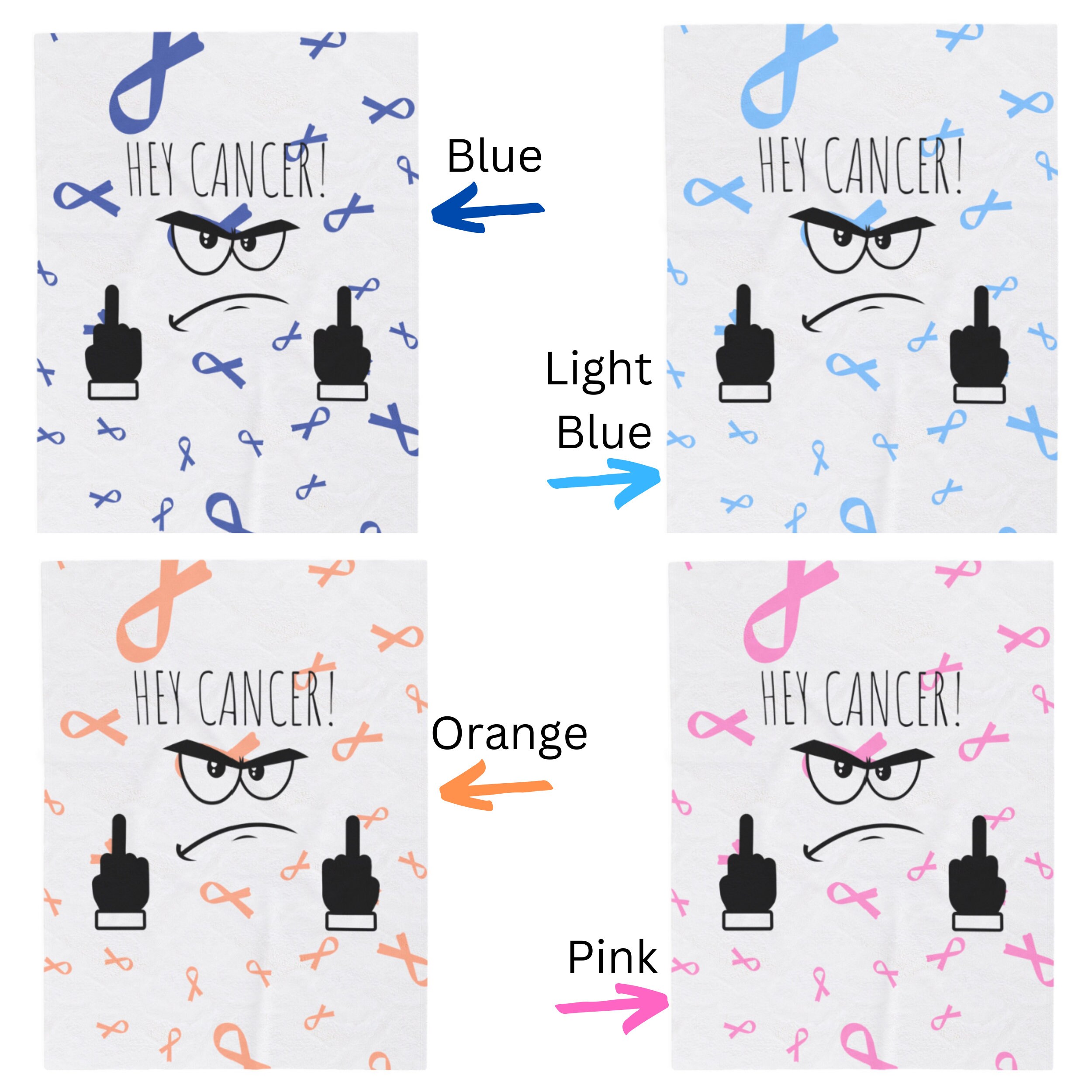 Hey Cancer Fuck You Middle Finger Blanket Custom Cancer - Etsy