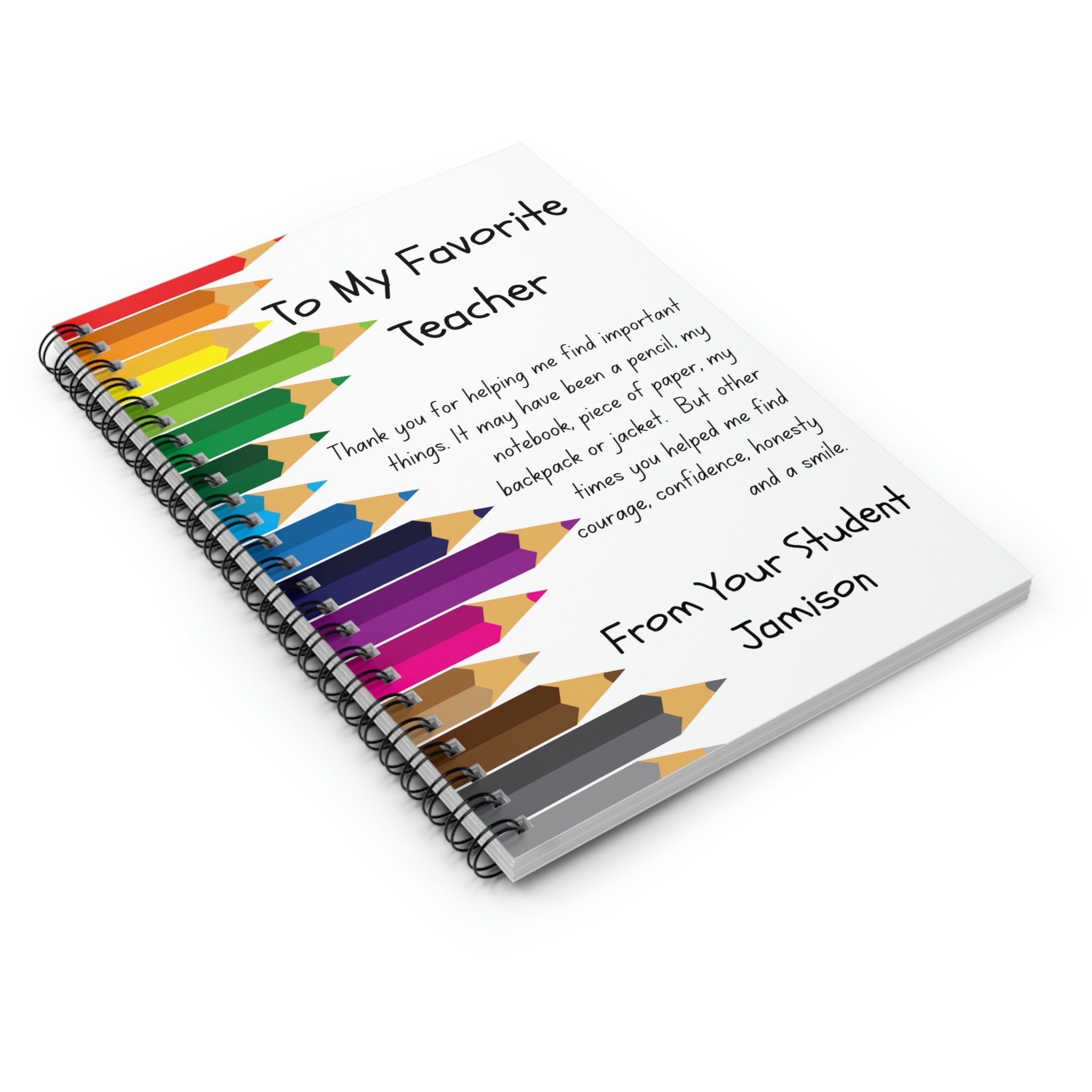 Personalized Teacher Notebook Gift From Student, Teacher Appreciation ...