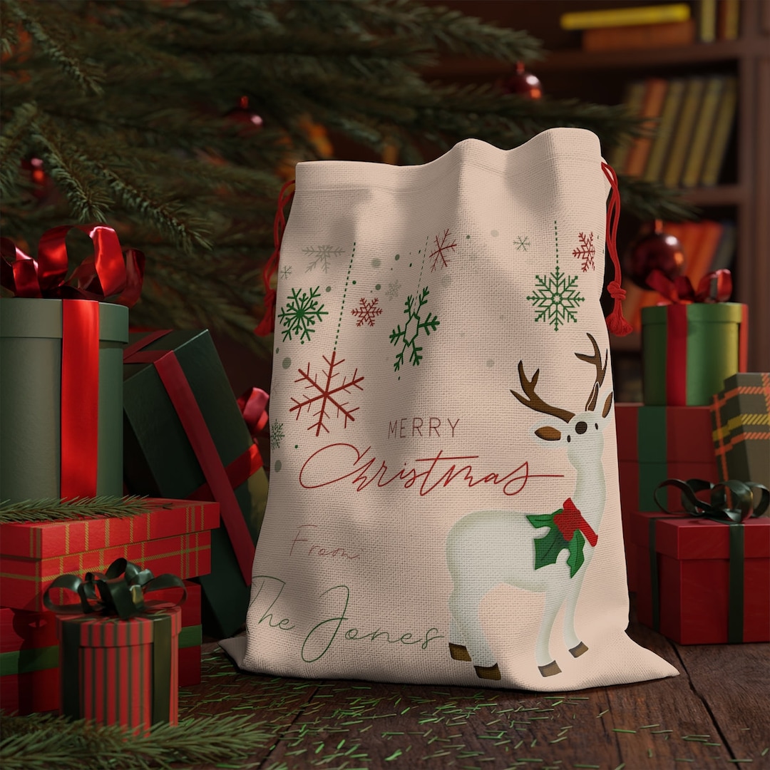 Personalized Christmas Sack, Family Christmas Gift Bag With Name, Merry ...