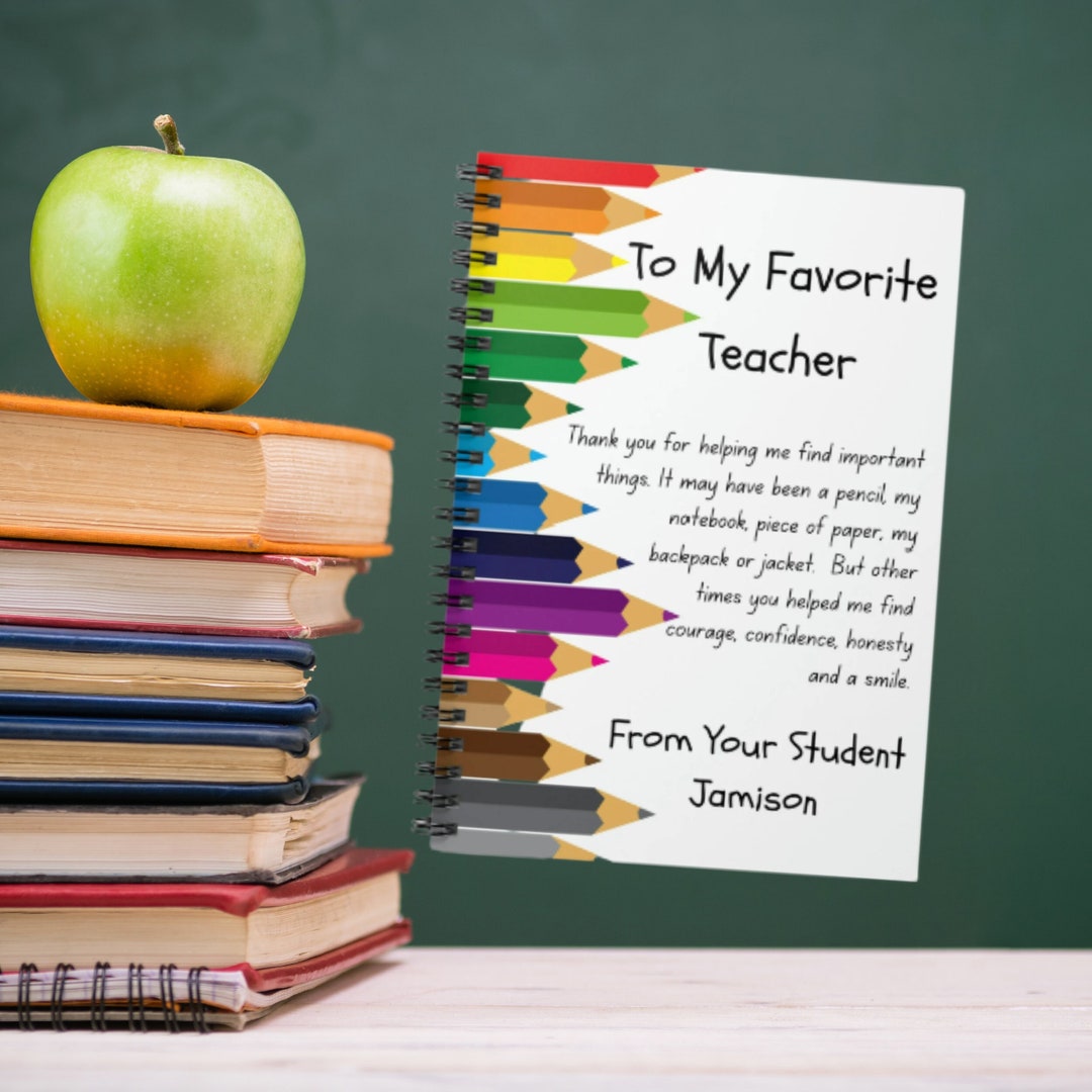 Personalized Teacher Notebook Gift From Student, Teacher Appreciation ...
