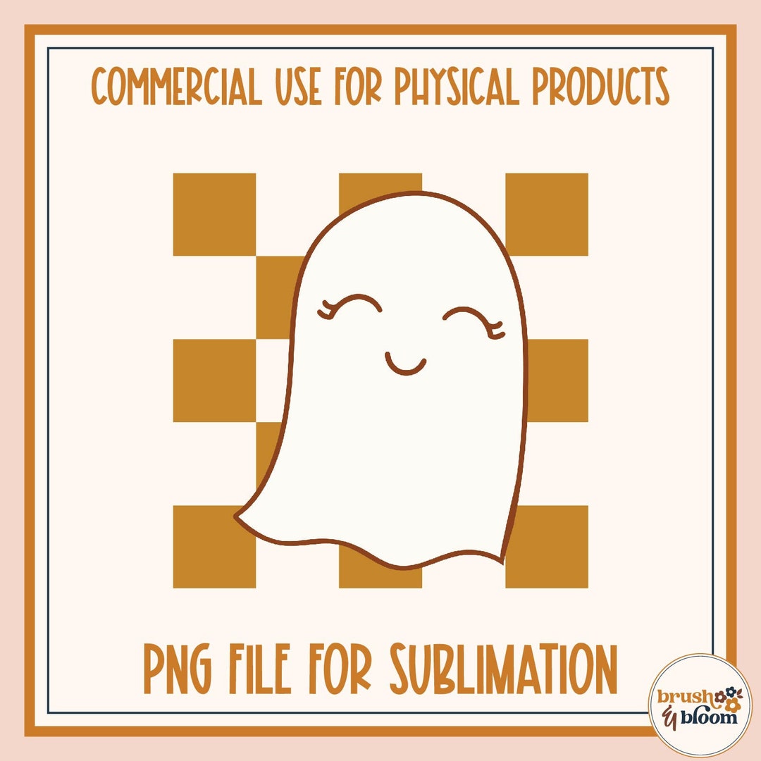 Retro Checkered Ghost PNG - Retro Ghost Sublimation - Groovy Ghost PNG ...