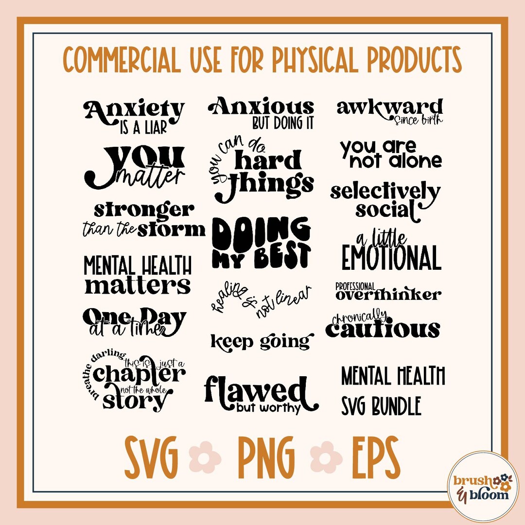 Mental Health Awareness SVG Bundle - Inspirational SVG Bundle ...
