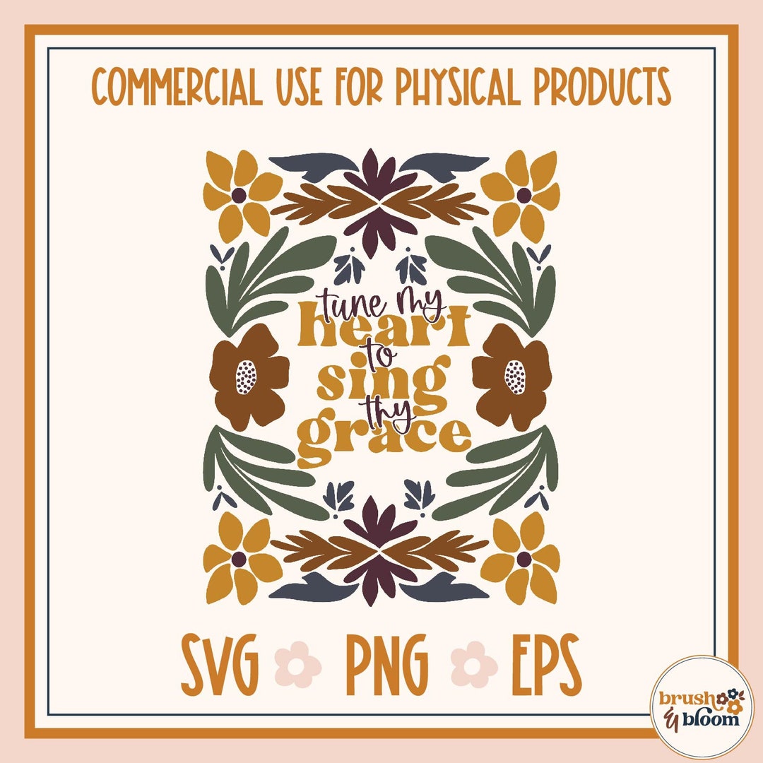 Tune My Heart to Sing They Grace SVG - Retro Hymn SVG - Retro Christian ...
