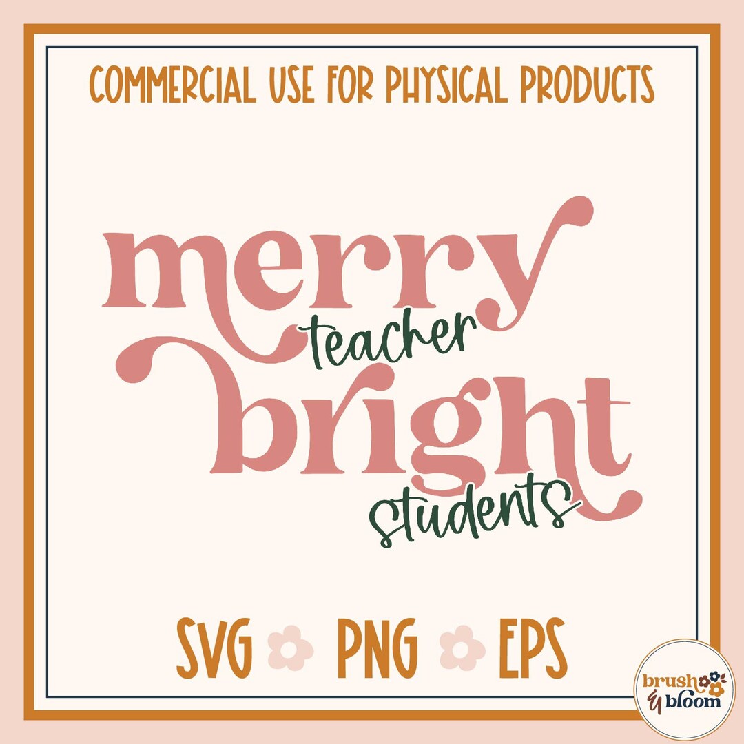 Merry Teacher Bright Students SVG Teacher Christmas SVG - Etsy