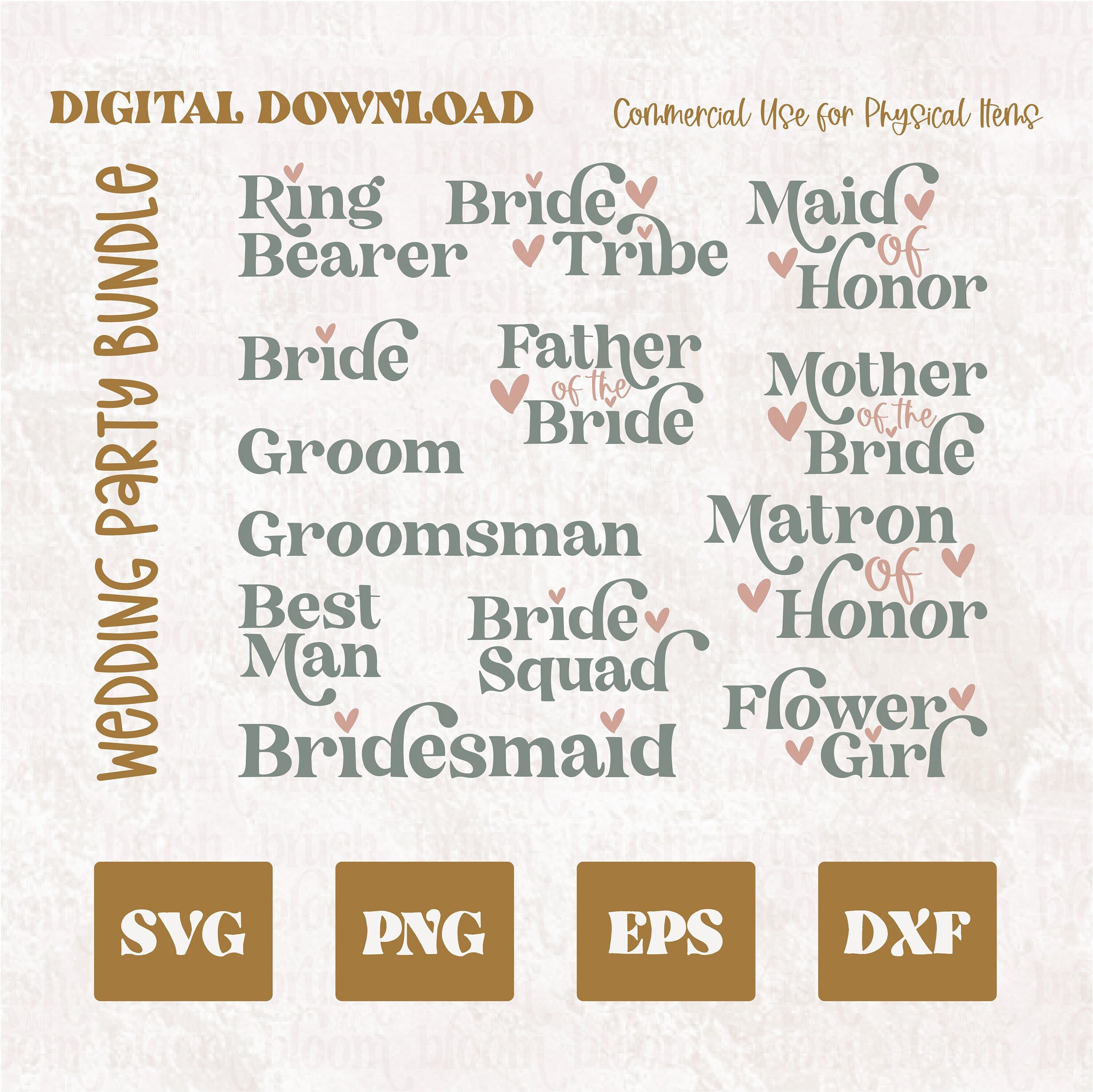 Wedding Party SVG Bundle Wedding SVG Bundle Bridal Party - Etsy