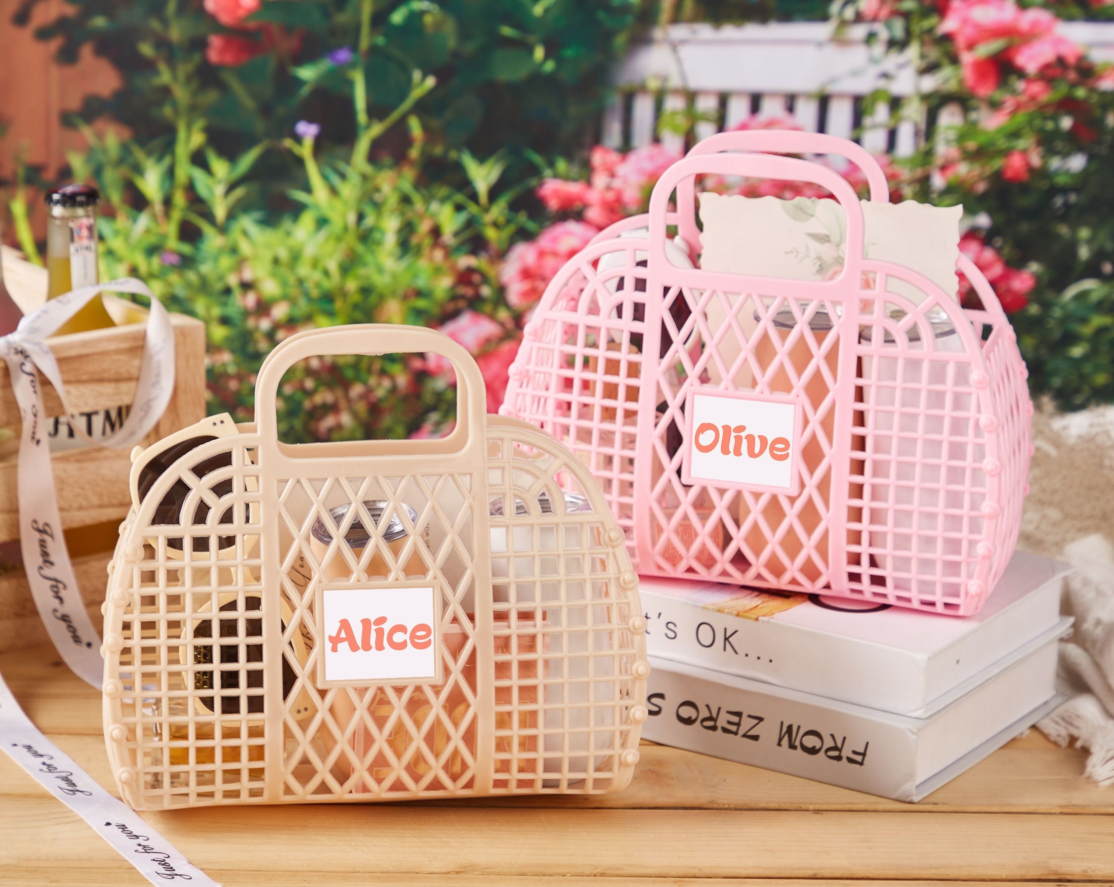 Personalized Jelly Bag Retro Jelly Basket Beach Tote Bag - Etsy