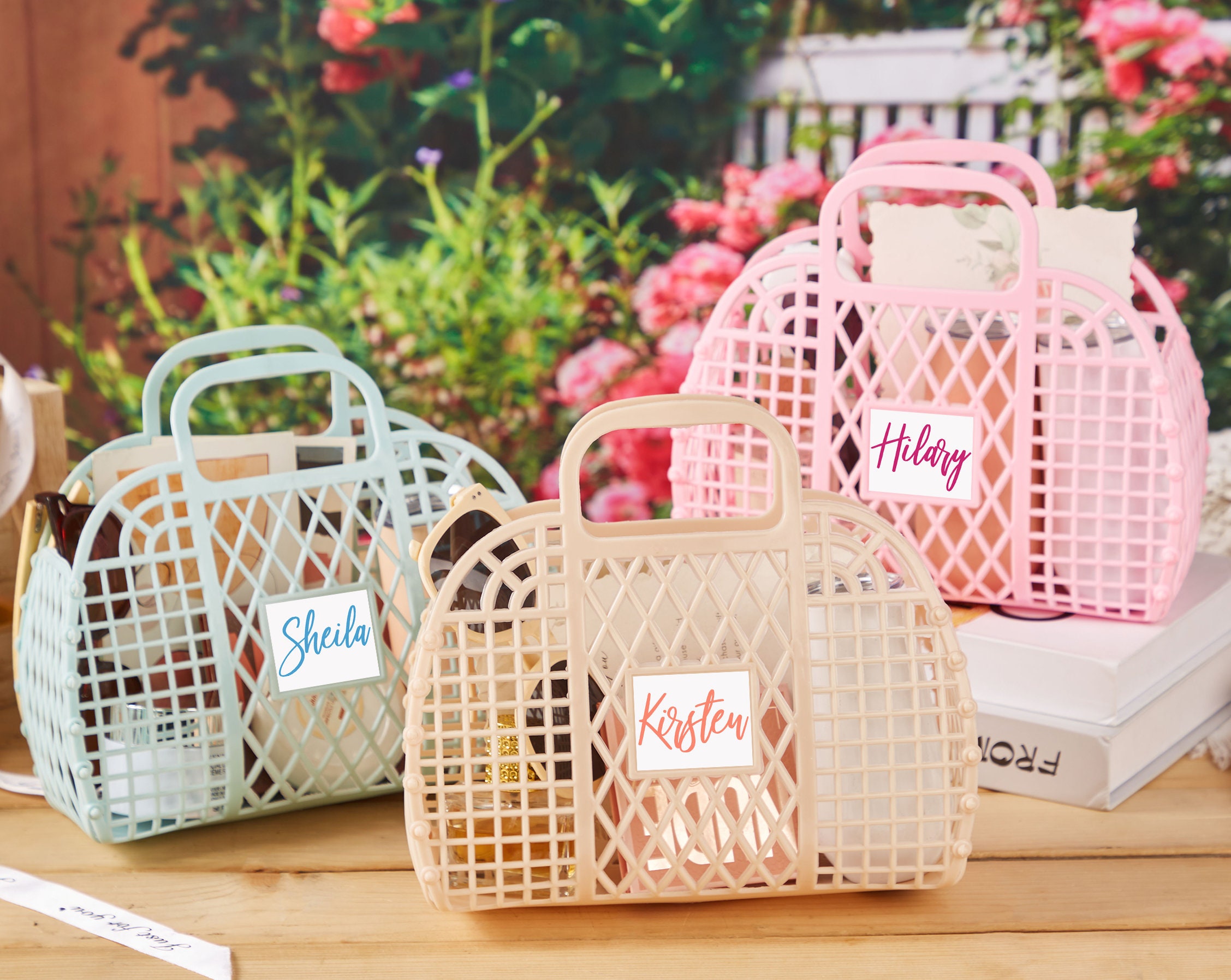 Personalized Jelly Bag Retro Jelly Basket Beach Tote Bag - Etsy