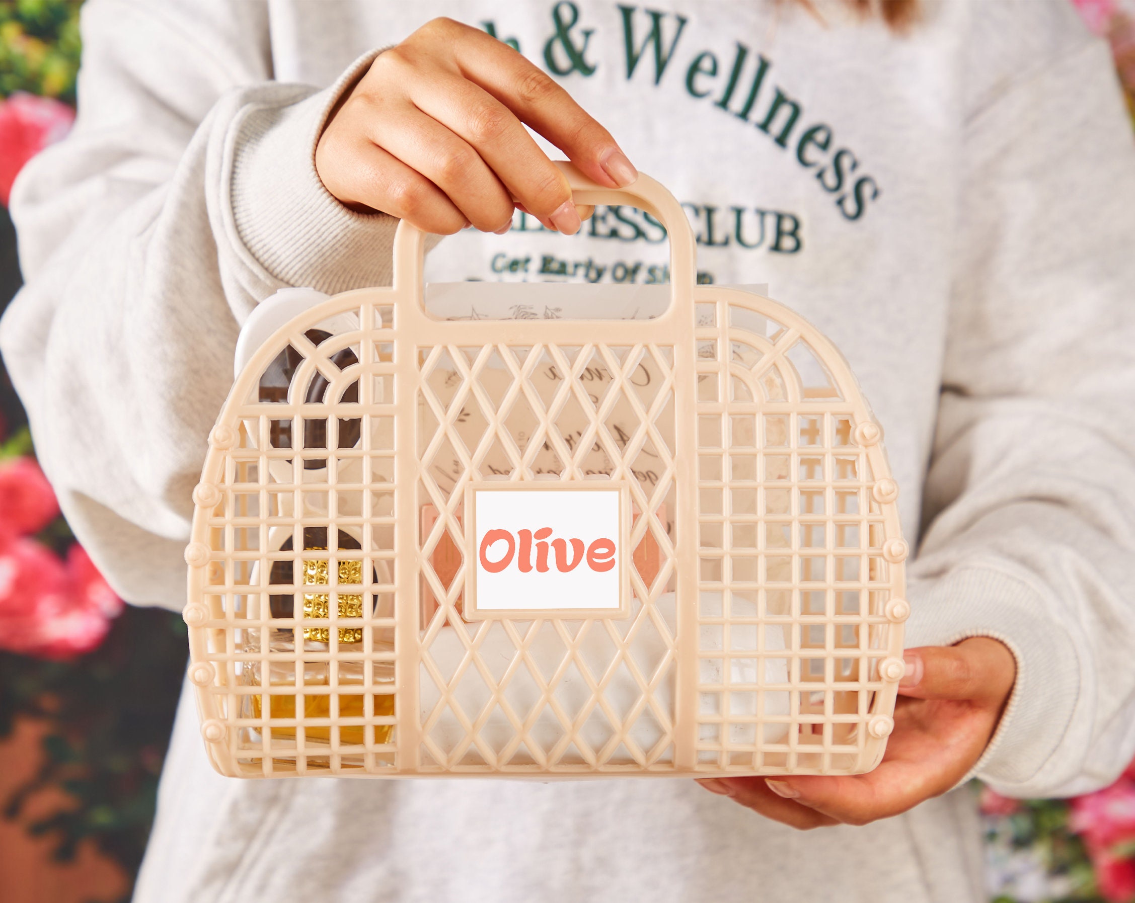 Personalized Jelly Bag Retro Jelly Basket Beach Tote Bag - Etsy