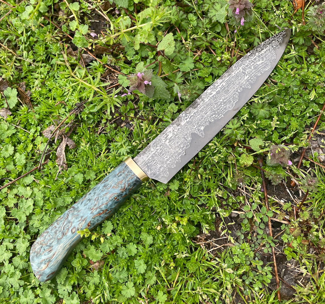 Damascus San-mai Chefs Knife - Etsy