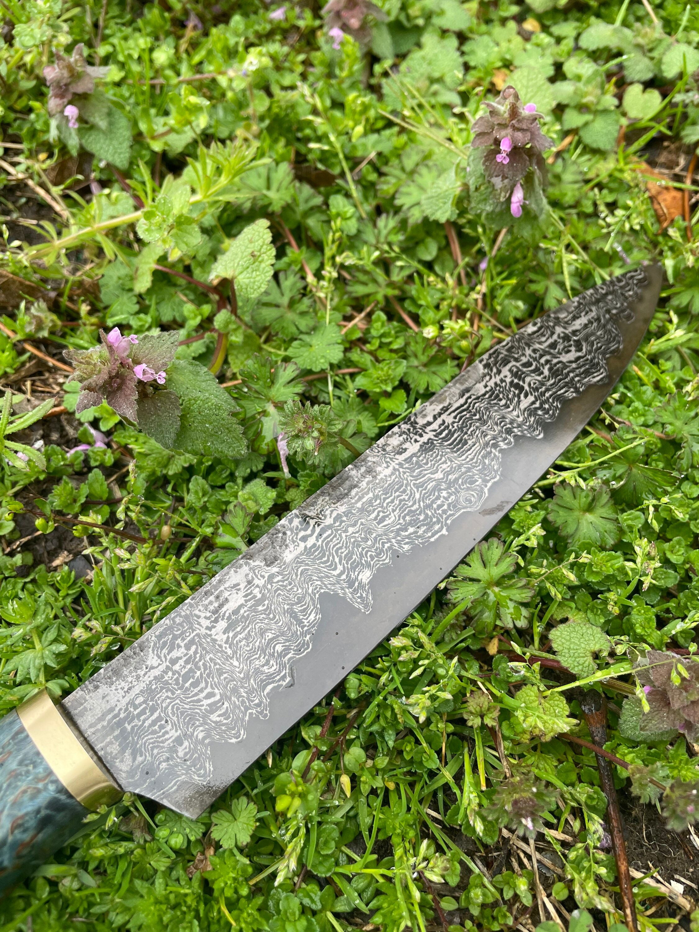 Damascus San-mai Chefs Knife - Etsy