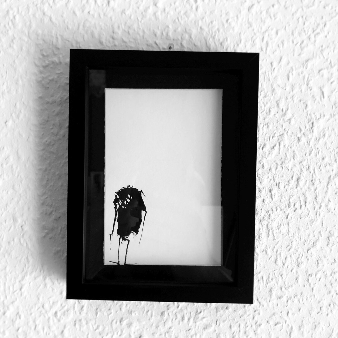 Little Nasty Monsters as Hand-painted Ink Drawings. With a Black ...