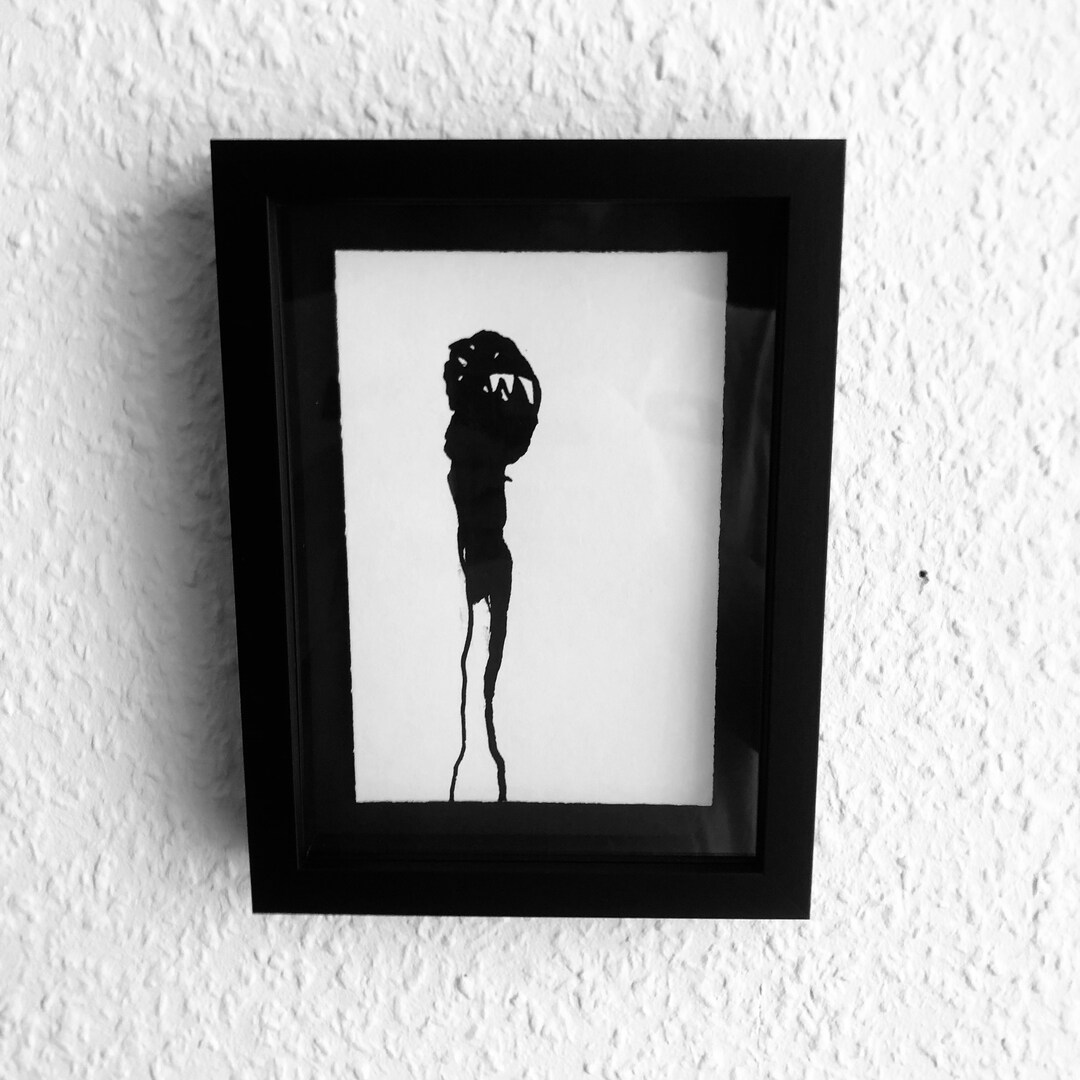 Little Nasty Monsters as Hand-painted Ink Drawings. With a Black ...