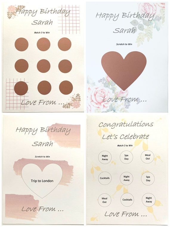 Personalised Scratch Cards - Etsy