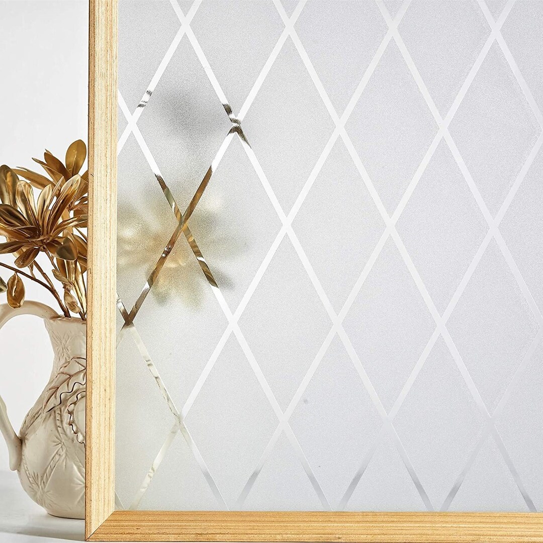 Lattice Frosted Window Film, Opaque Glass Sticker, Stained Glass Static ...