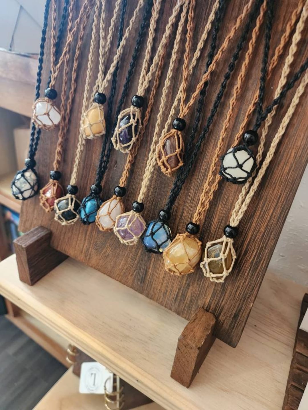 Macrame Crystal Holder Necklace | Crystal Cage Jewelry | Healing Stone ...