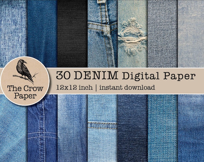 30 Denim Jeans Fabric Digital Paper Papers Scrapbook - Etsy