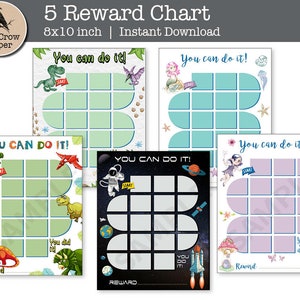 Bundle Reward Chart Printable | Fairy Space Mermaid Dinosaur Behavior ...