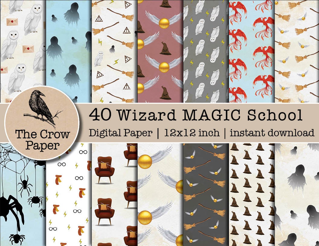 40 WIZARDING WORLD Digital Paper Magic School Wizard - Etsy