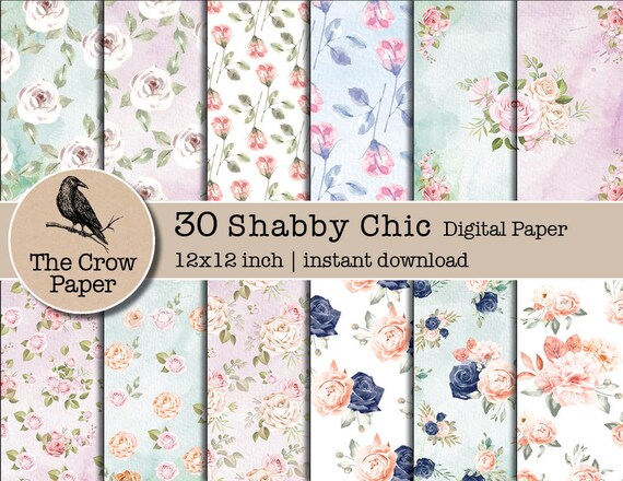 30 Vintage Shabby Chic Digital Paper Vintage Flower Floral - Etsy