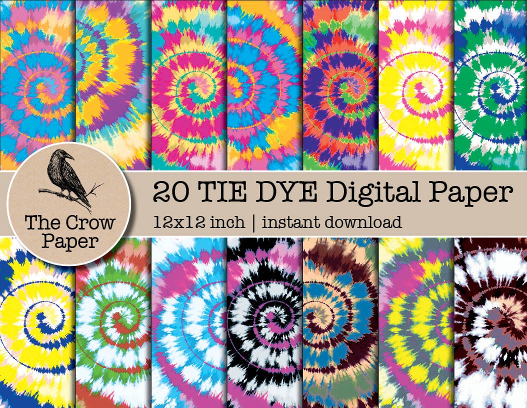20 Colorful Tie-dye Digital Paper Tie-dye Scrapbook Patterns Paper Tie ...