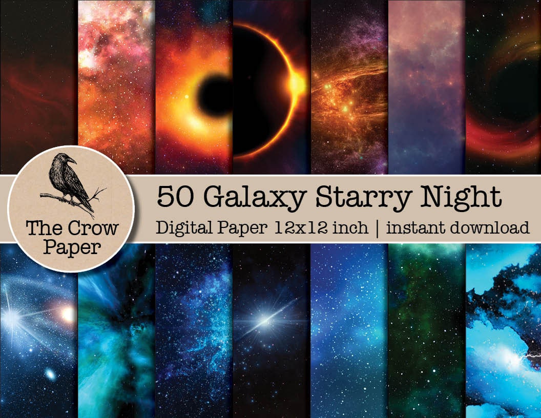 50 Galaxy Digital Paper Space Stardust Digital Paper Sky Scrapbook ...