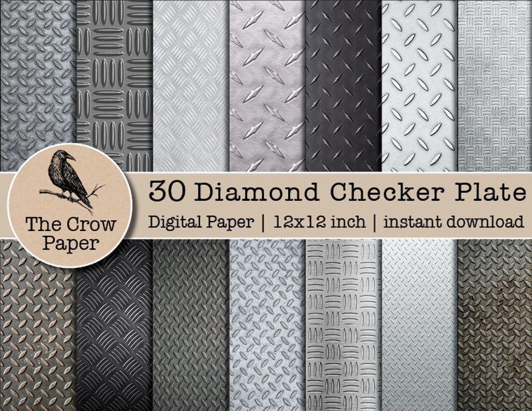 30 Diamond Checker Digital Paper | Diamond Checker Plate | Metal Plate ...